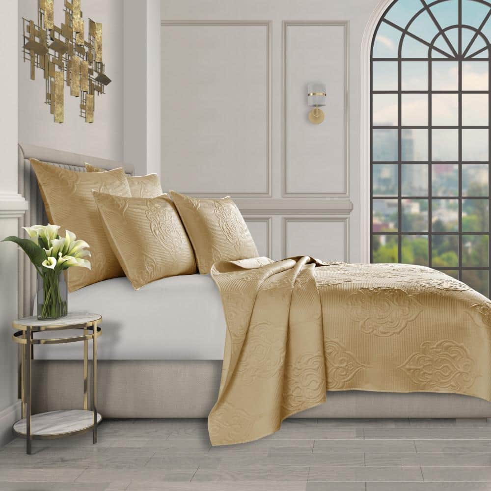 Riverdale 3-Piece Gold Polyester King/Cal King Coverlet Set ...