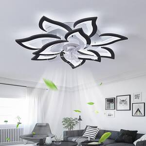OLUZO 27In.Indoor Dimmable Flower Shape Ceiling Light Fan with Lights ...