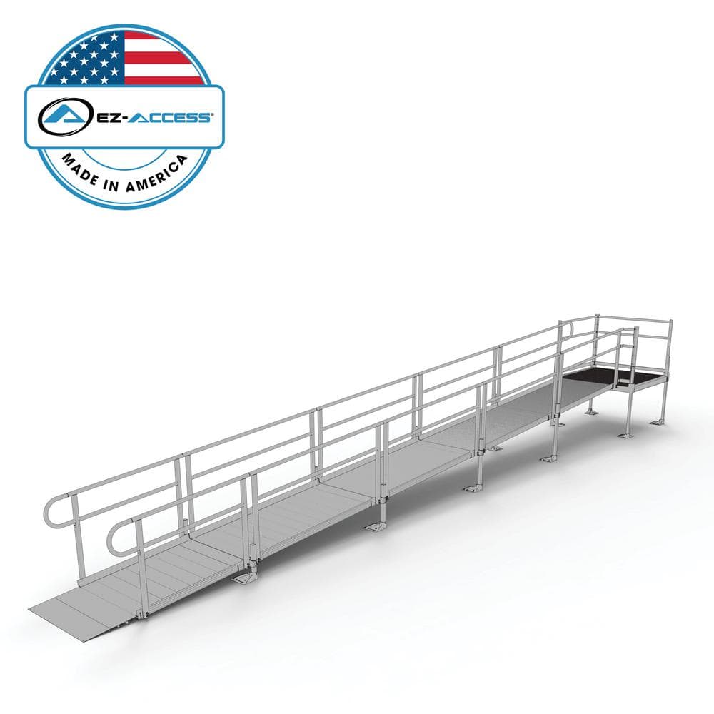 EZ-ACCESS PATHWAY 28 ft. Straight Aluminum Wheelchair Ramp Kit with ...