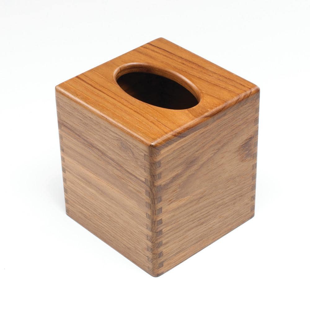 Whitecap Teak Tissue Box Holder 62344 - The Home Depot