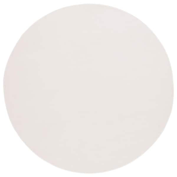 SAFAVIEH Faux Rabbit Fur Beige 6 ft. x 6 ft. Solid Flokati Round Area ...