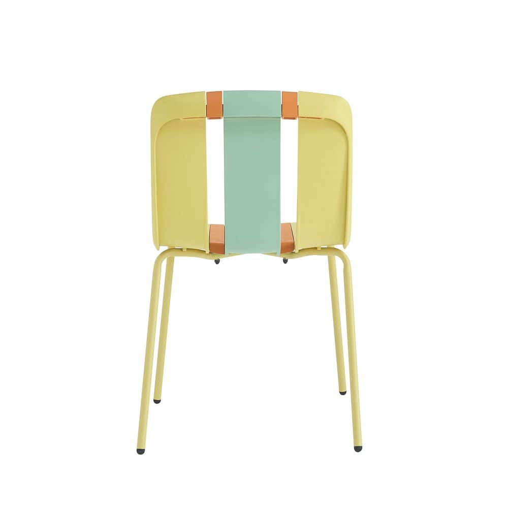 Set of 4 Metal Modern Striped Color Block Dining Chairs-Accent Chairs ...
