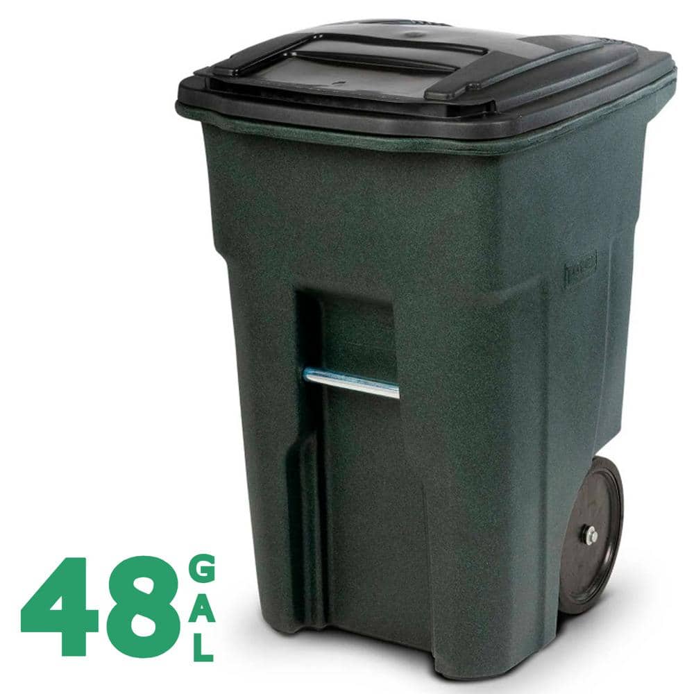 Toter 48 Gal. Greenstone Outdoor Trash Can with Quiet Wheels and Lid ...