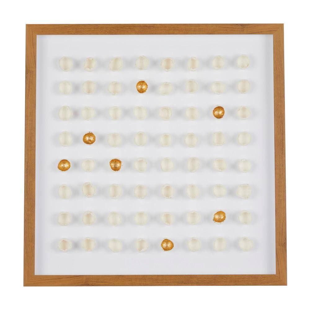 Novogratz White Handmade 3D Molded Art Geometric Shadow Box with Gold ...