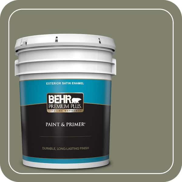 BEHR PREMIUM PLUS 5 gal. #PPU10-18 Lizard Green Satin Enamel Exterior ...