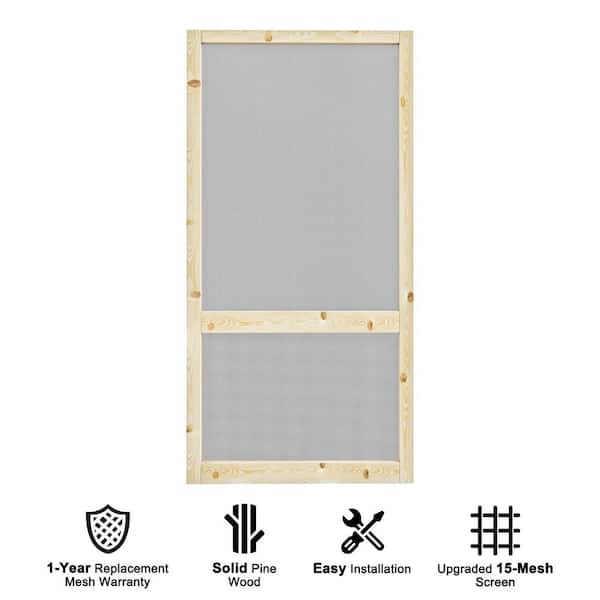 ARK DESIGN 36 in. x 80 in. Universal Unfinished Pine Wood Vertical Slat ...