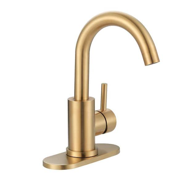 ALEASHA Sleek Stainless Steel Bar Faucet with 360° Swivel Spout in Gold ...