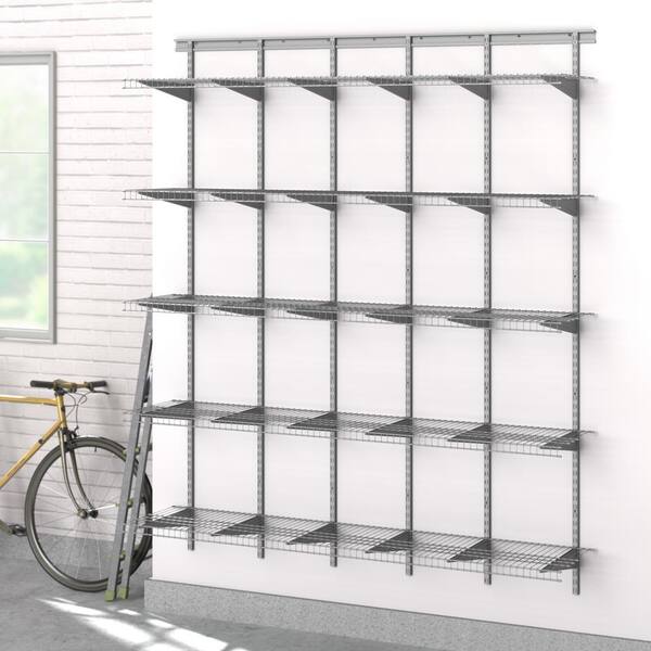 ClosetMaid Max Load 72 in. W x 16 in. Silver 5 Shelf Steel Garage Wall Shelf System 19600