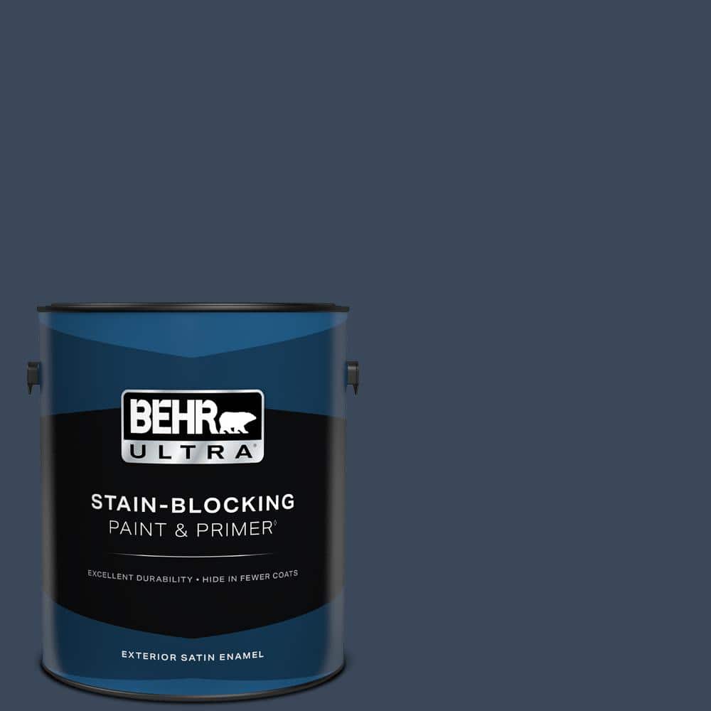 BEHR ULTRA 1 gal. #M500-7 Very Navy Satin Enamel Exterior Paint ...
