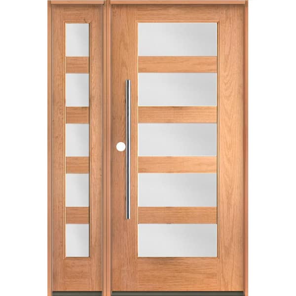 Krosswood Doors Modern Faux Pivot 36 in. x 79 in. 5 Lite Right-Hand ...