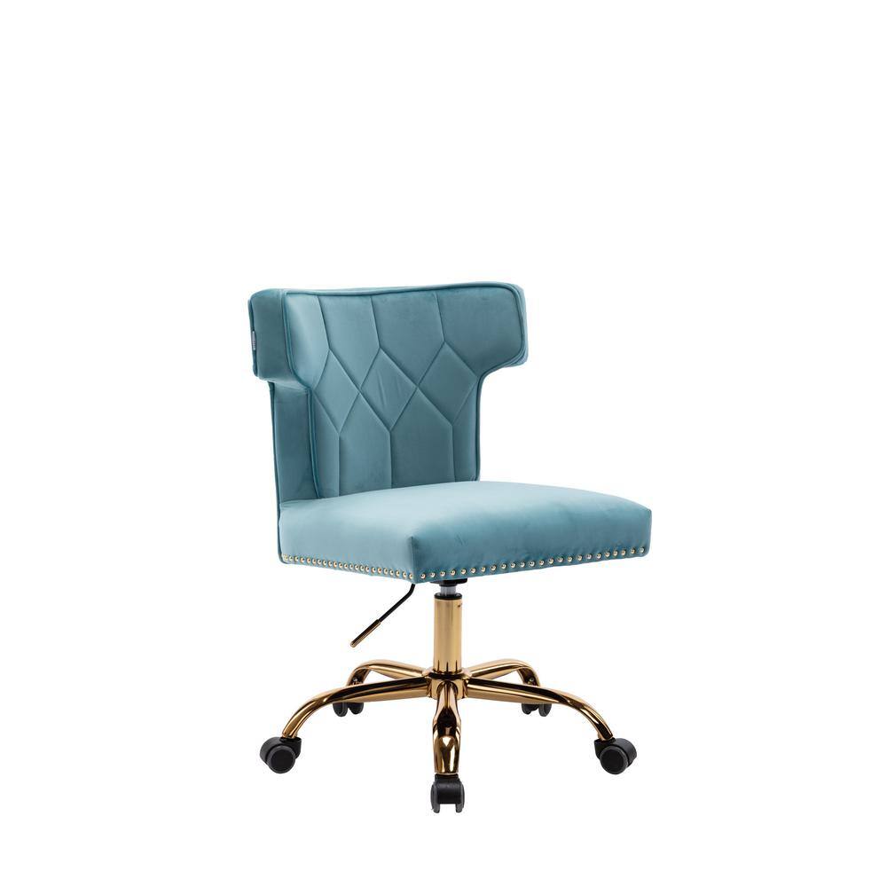 Angel Sar Light Blue Velvet Task Chair without Arms W39527563 - The ...