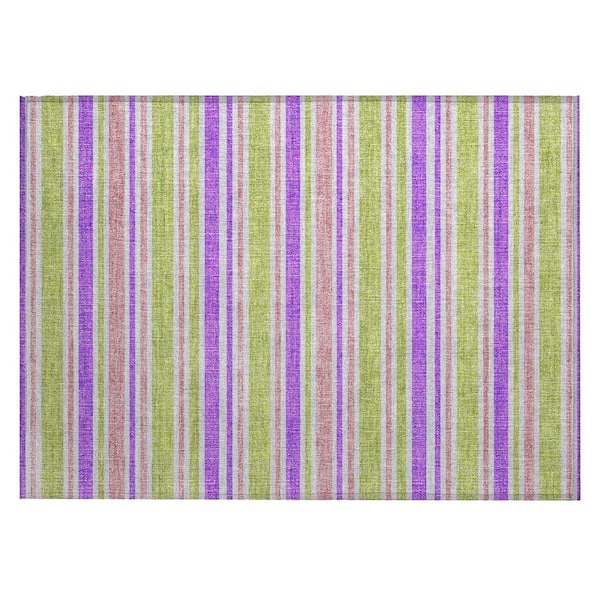 HomeRoots Purple 2 ft. x 3 ft. Woven Striped Polyester Rectangle Indoor ...