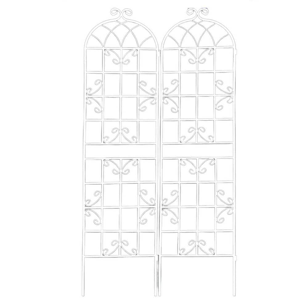 GAWEZA 86.7 in. Metal 2 Pack Garden Trellis in White TR0048WH-2 - The ...
