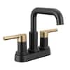 Delta Nicoli 4 in. Centerset Double Handle Bathroom Faucet in Matte Black / Champagne Bronze ...