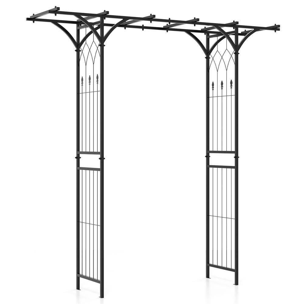 HONEY JOY 82 in. x 78 in. Outdoor Metal Garden Arbor w/ Trellises for ...