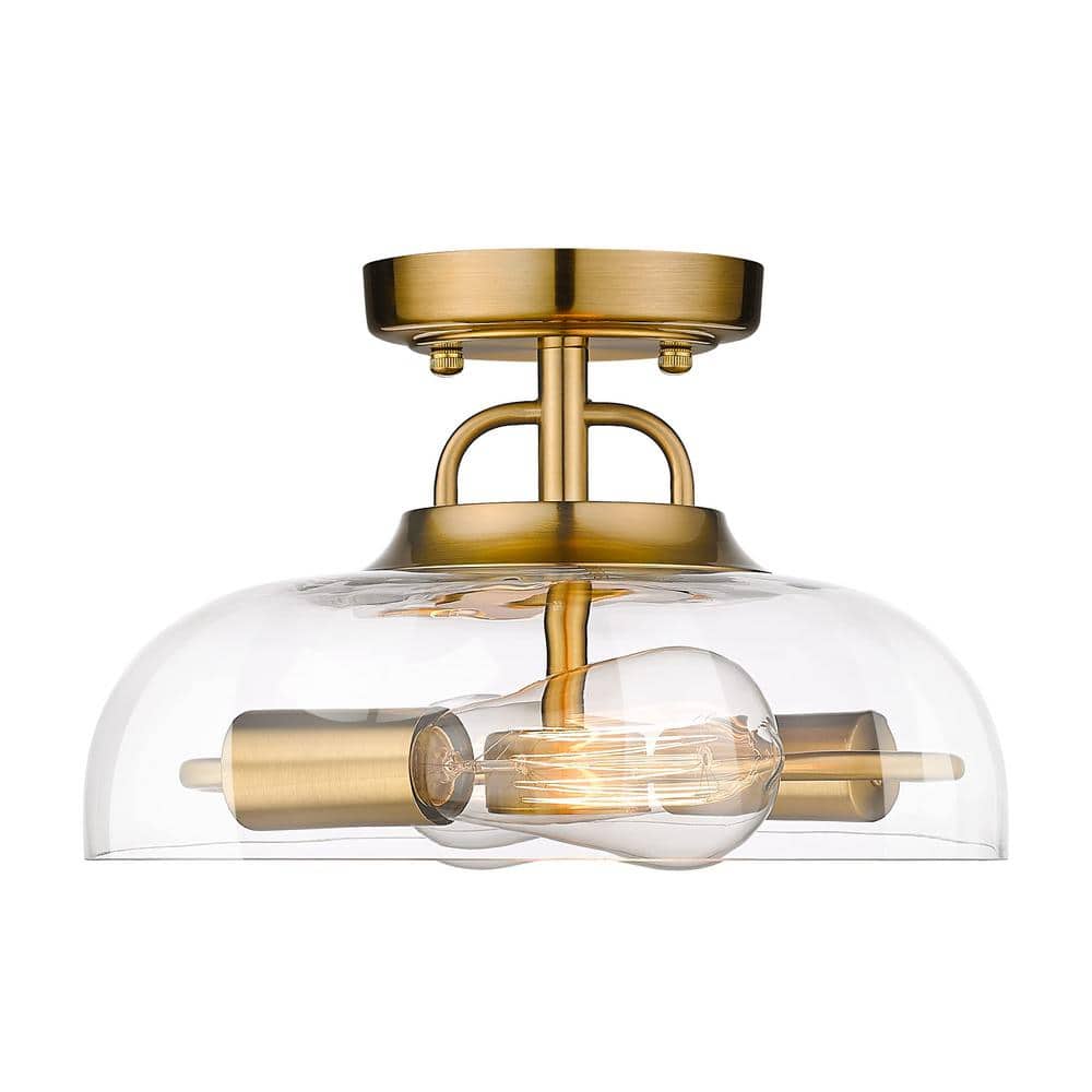 JAZAVA 11 in.Brushed Gold Semi Flush Mount Ceiling Light Fixture ...