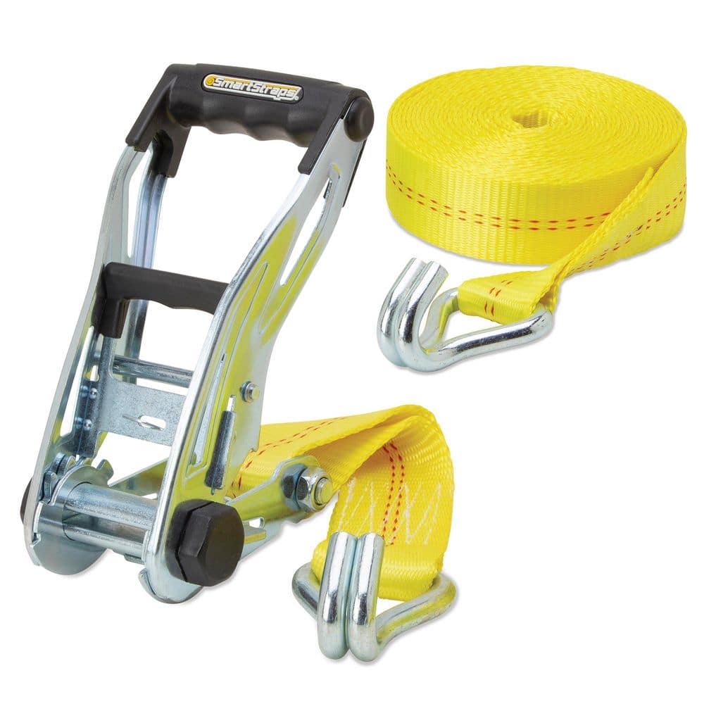 SmartStraps 30 ft. Yellow Ratchet X Tie Down Strap with 3,333 lb. Safe ...