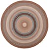 SAFAVIEH Braided Brown/Multi 5 ft. x 5 ft. Border Geometric Round Area ...