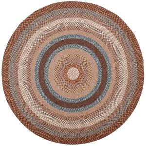 SAFAVIEH Braided Brown/Multi 5 ft. x 8 ft. Oval Border Area Rug BRD313A-5OV