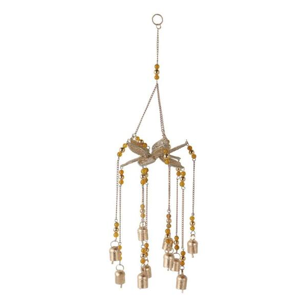 Liv & Skye 25 in. Gold Metal Beaded Mosaic 3D Flower Wind Chime 22216 ...