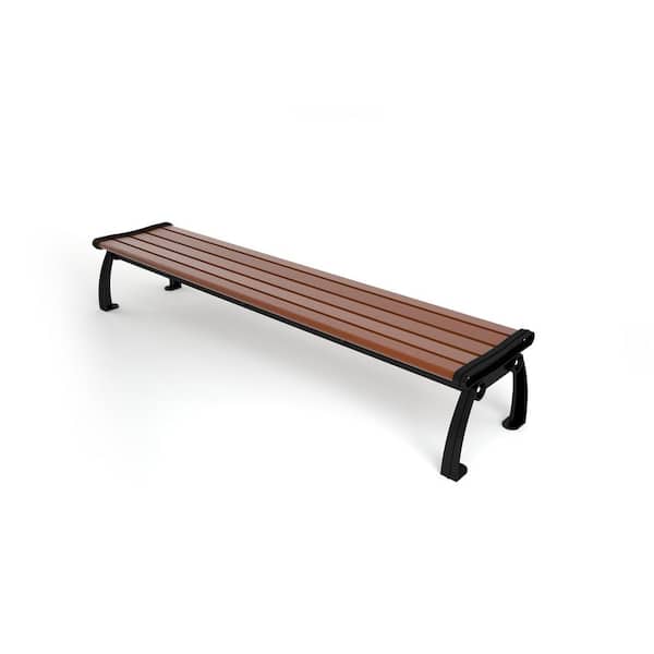 Frog Furnishings 8 ft. Heritage Backless Bench - Brown with Black Frame ...