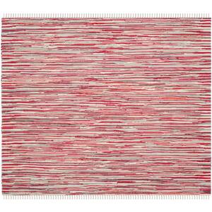 SAFAVIEH Rag Rug Red/Multi 2 ft. x 8 ft. Striped Runner Rug RAR130R-28 ...