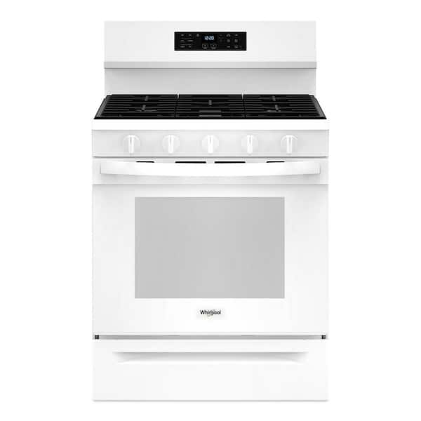 Whirlpool 30 in. 5 Burners Freestanding Gas Range in White with Air ...