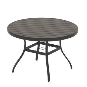 Anmutig 58 in. Black Round Metal Outdoor Dining Table PFTHE30 - The ...
