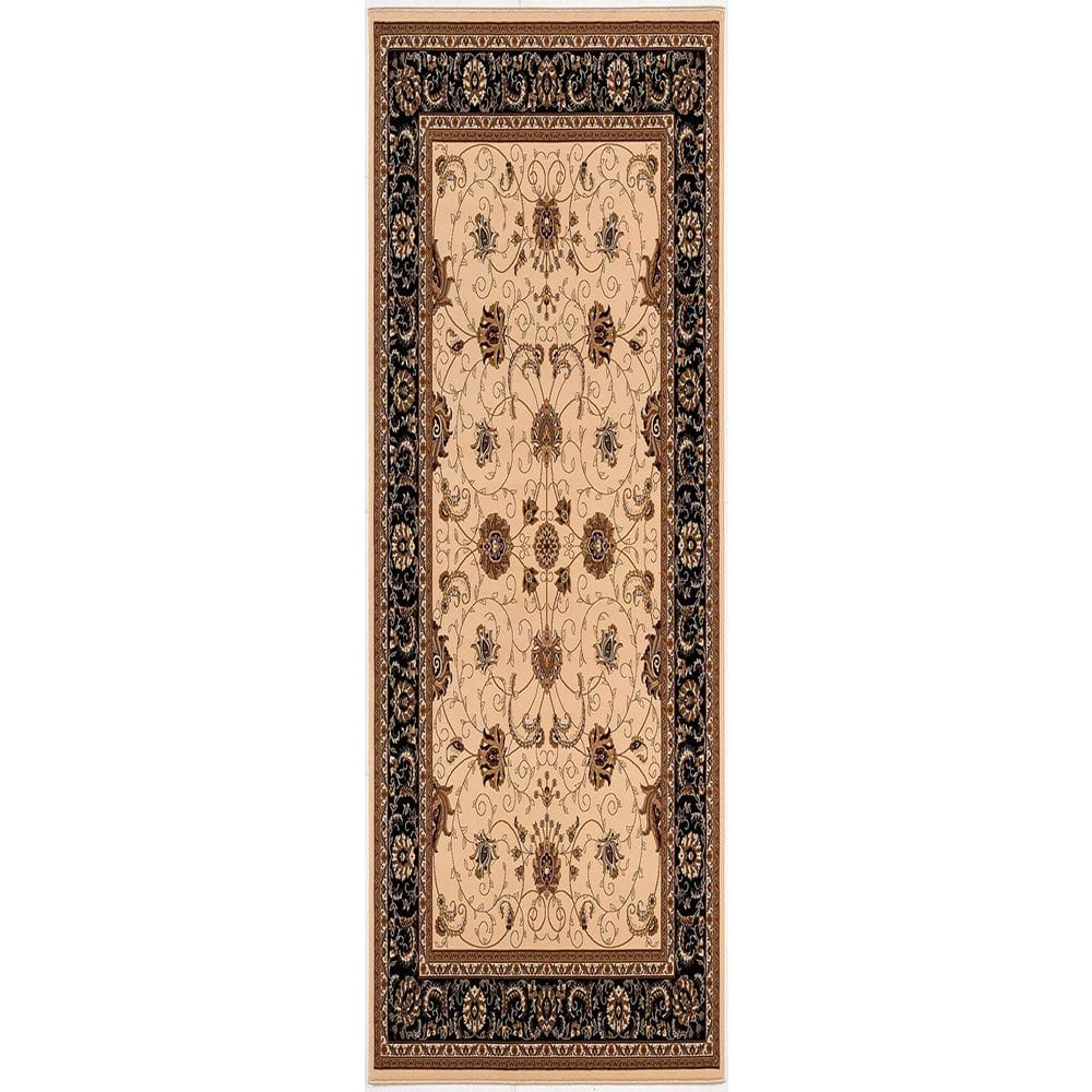 Rug Branch Majestic Beige Black, Traditional 2 ft. x 7 ft. Persian ...