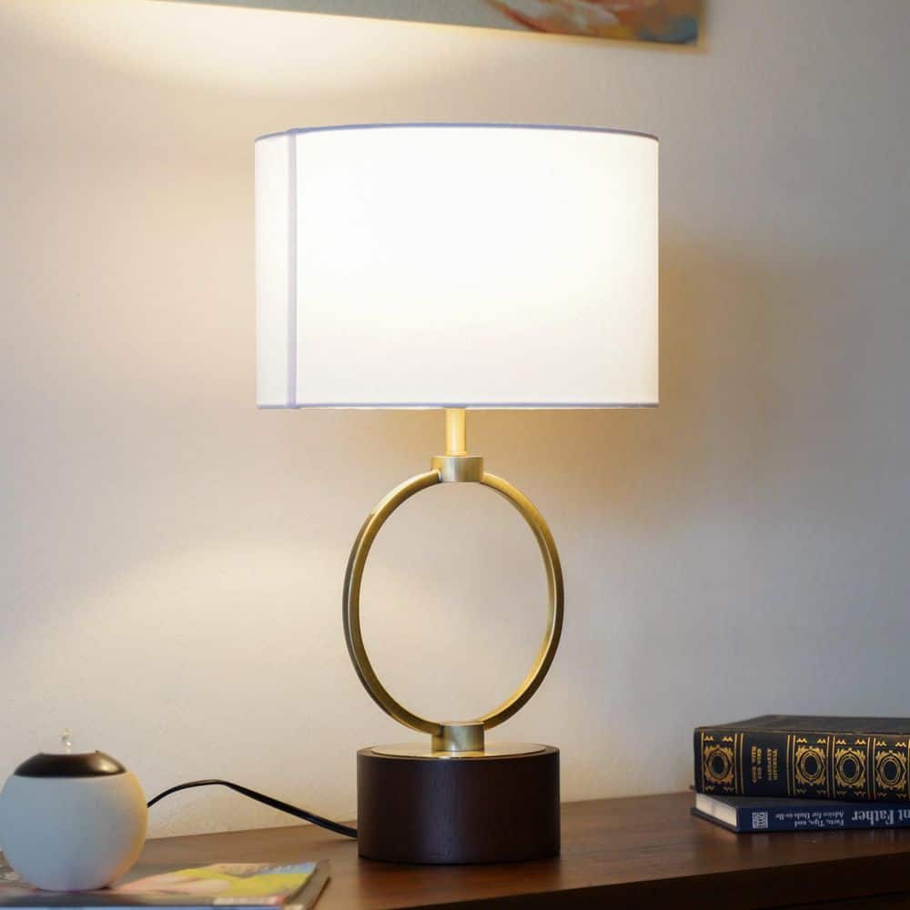 Vkoiyg 21 in. White Nordic Home Creative Bedroom Table Lamp with Grid ...