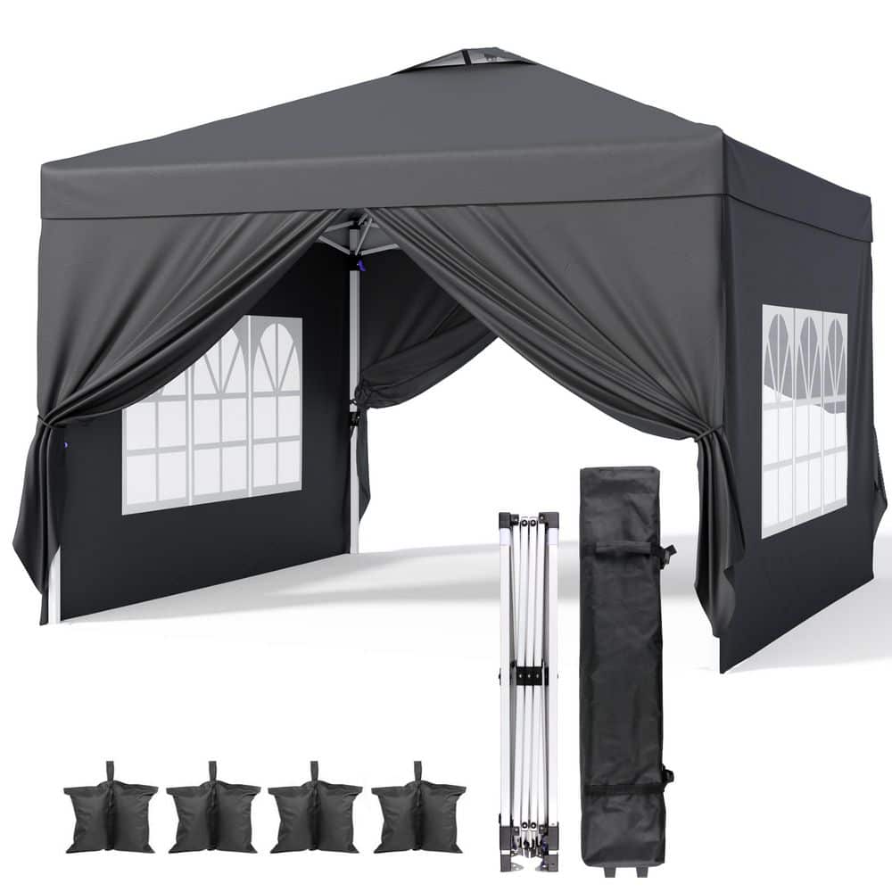 Lofka 10 ft. x 10 ft. Pop-Up Canopy Tent with 4-Removable Sidewalls ...
