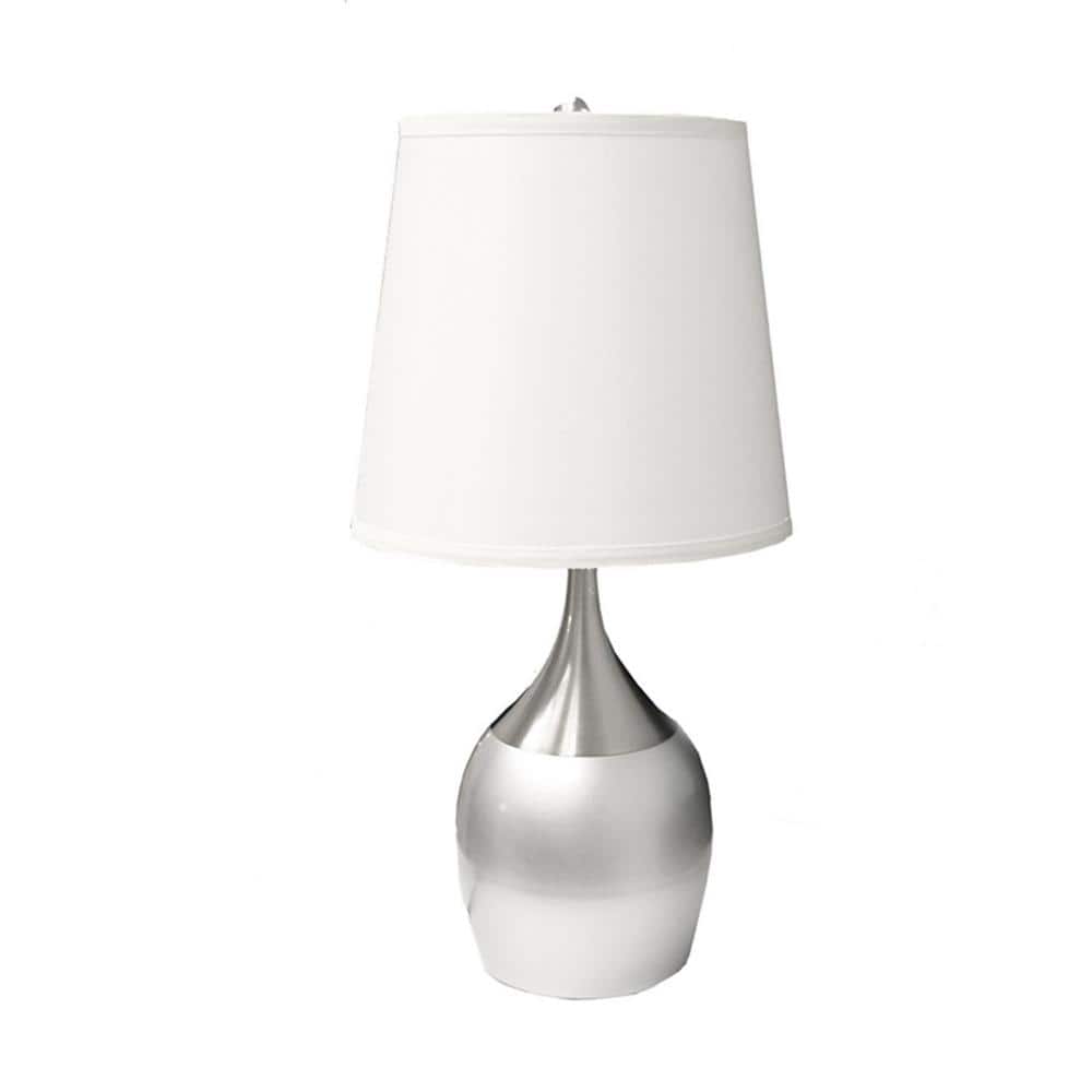 HomeRoots 25 in. Silver Metal Gourd Table Lamp with White Tapered Drum ...