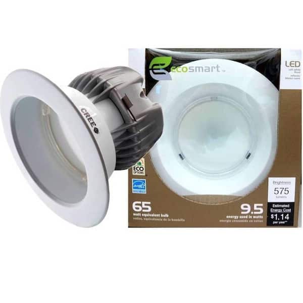 EcoSmart 65W Equivalent Soft White (2700K) 4 in. Dimmable LED Downlight ...
