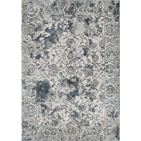 Abani Vista Grey 7.9 ft. x 10.2 ft. Abstract Polyester Area Rug VST120A ...