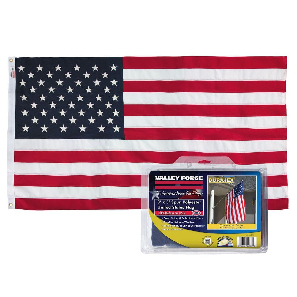 Valley Forge Flag 3 ft. x 5 ft. Polyester U.S. Flag USDT3 - The Home Depot