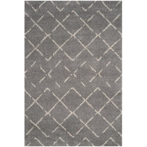 SAFAVIEH Arizona Shag Brown/Ivory 5 ft. x 8 ft. Geometric Area Rug ...