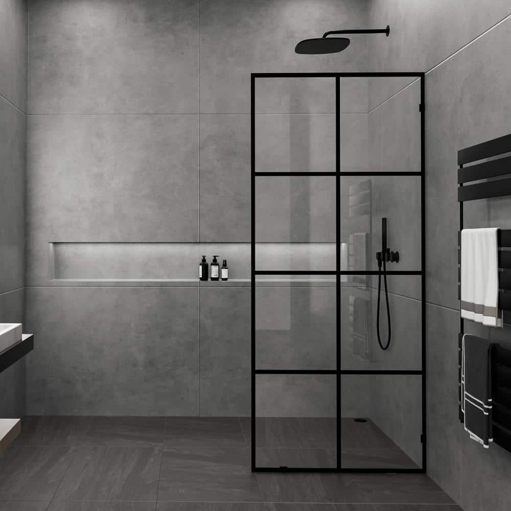 mortix 34 in. W x 78 in. H Fixed Single Panel Shower Screen Frameless ...