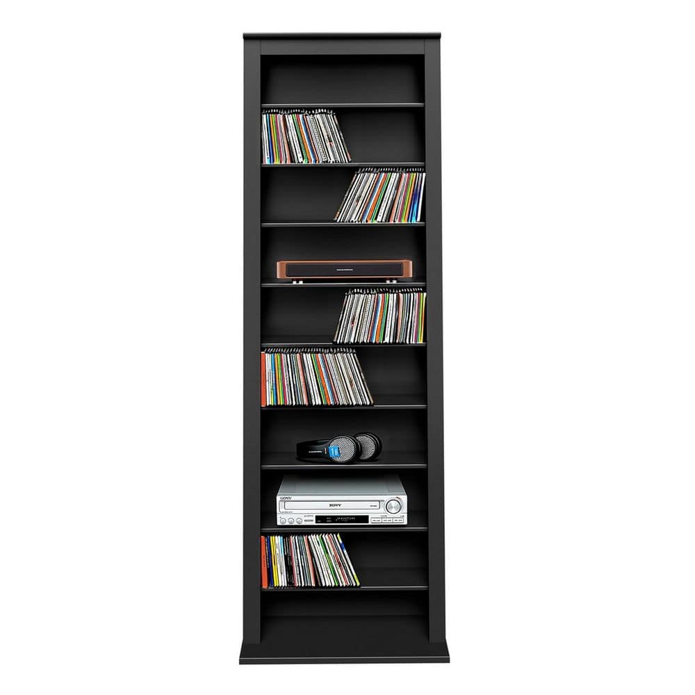 Prepac Barrister Black Narrow Cabinet, CD Storage Cabinet, Display ...