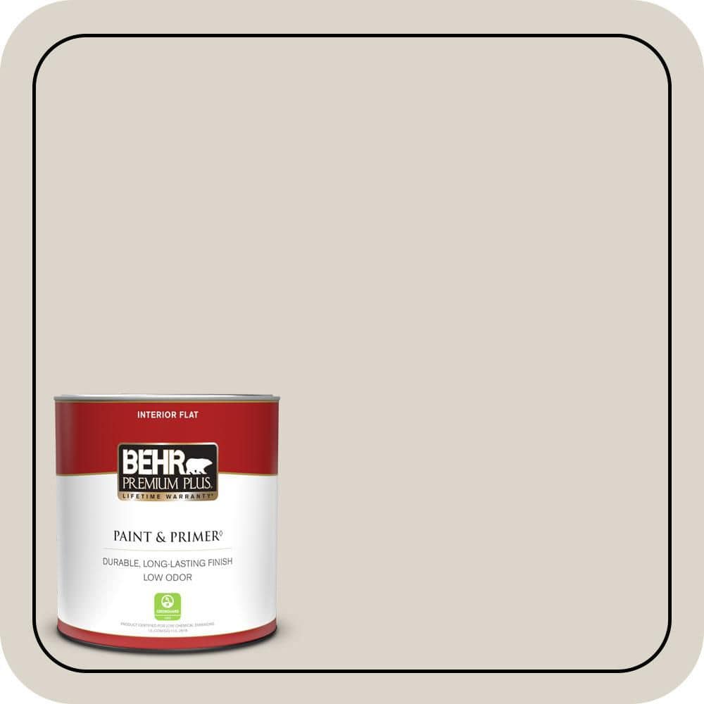 BEHR PREMIUM PLUS 1 qt. #ECC-18-2 Pebbled Shore Flat Low Odor Interior ...