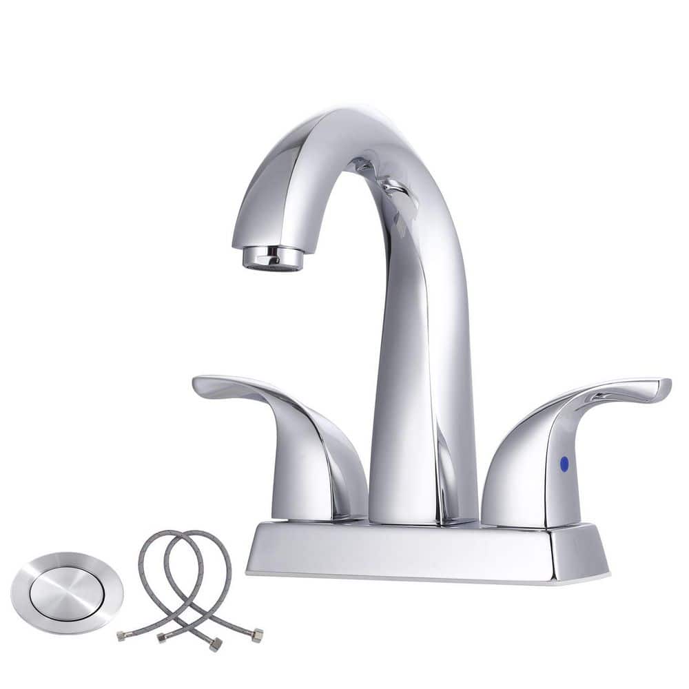 IVIGA 4 in. Centerset 2-Handle High Arc Vintage Gooseneck Bathroom ...