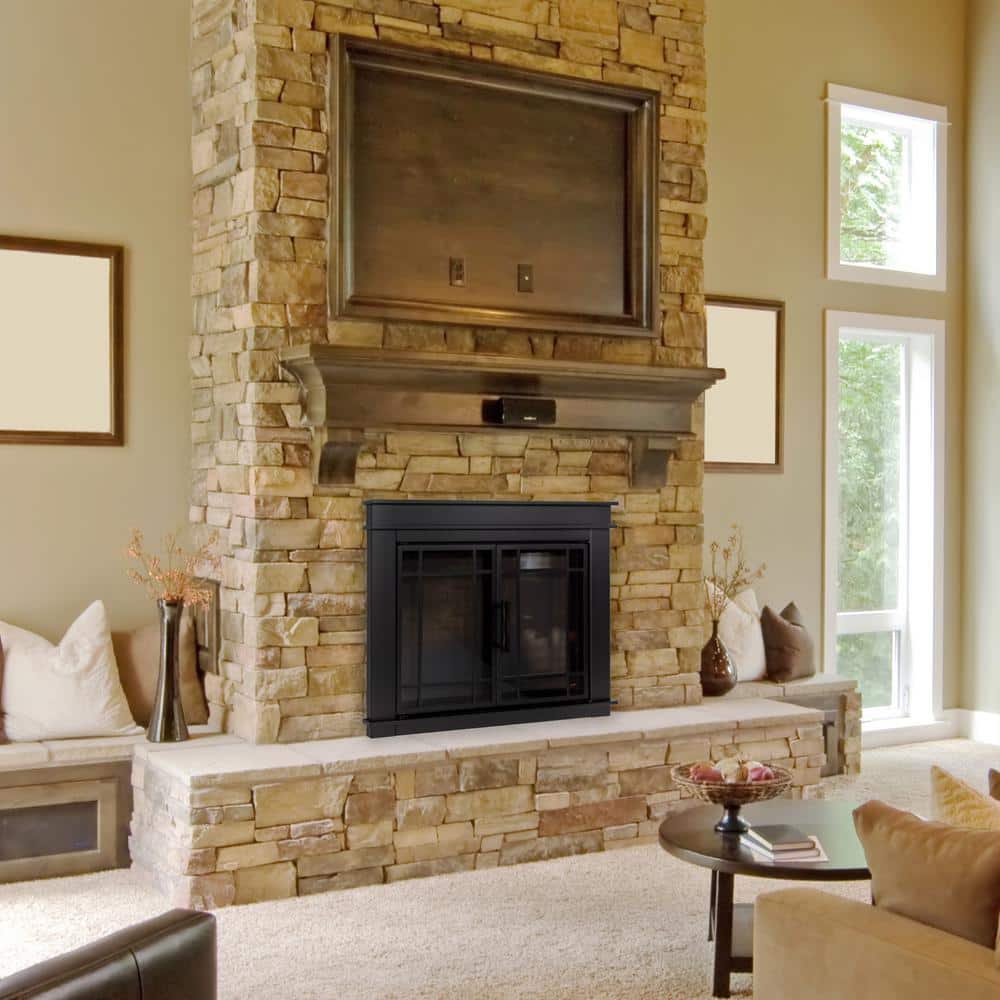 Pleasant Hearth Fillmore Large Glass Fireplace Doors FL-5802 - The Home ...