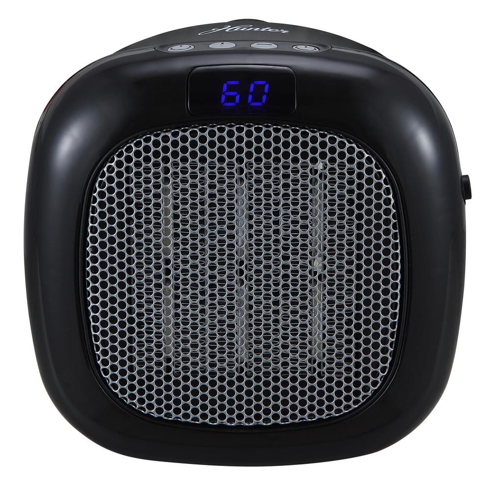 Hunter 750-Watt 6 in. Black Electric Wall Mount Ceramic Space Heater ...