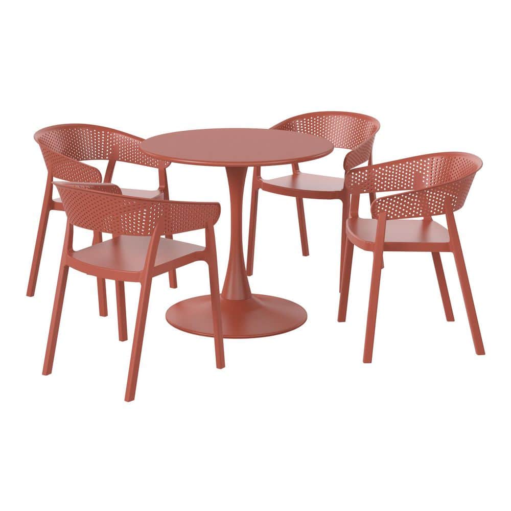 WESTIN OUTDOOR Frond and Form Outdoor Patio Modern 5-Piece Round HDPE ...