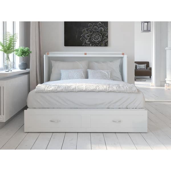 AFI Hamilton Murphy Bed Chest Queen White with Charging Station AC624142