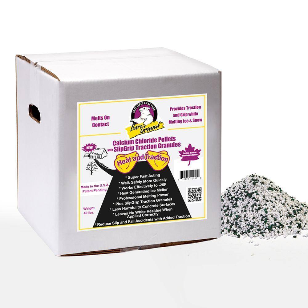 Bare Ground 40 lbs. Box of Calcium Chloride Pellets with Traction ...