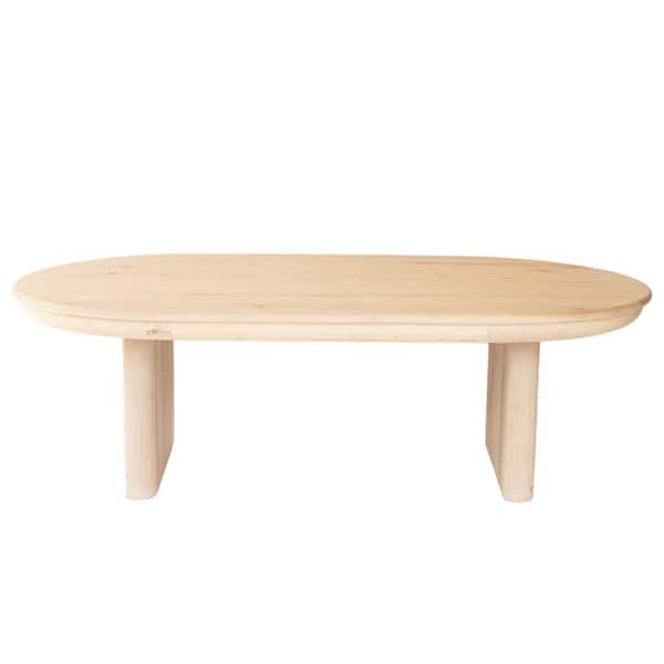HomeRoots 54.00 in. Natural Oval Solid Wood Coffee Table 2000555316 ...