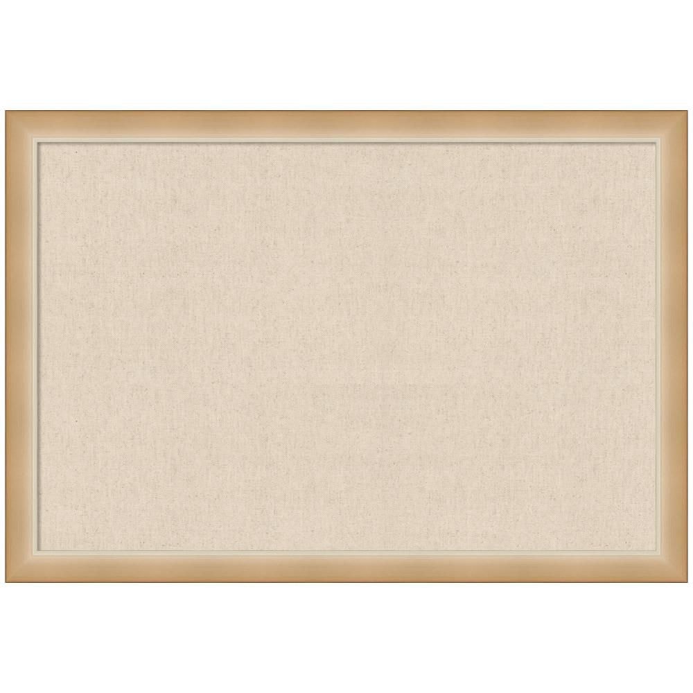 Kate and Laurel Eva 27 in. x 39 in. Gold Plastic Framed Neutral Linen ...