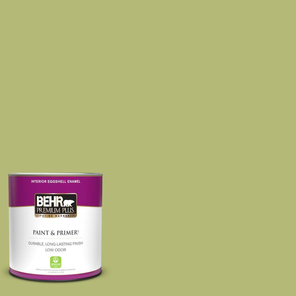 BEHR PREMIUM PLUS 1 qt. #410D-4 Asparagus Eggshell Enamel Low Odor ...