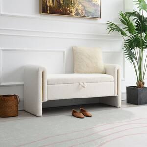 JAYDEN CREATION Cayetano Beige Upholstered Bedroom Bench with Metal ...