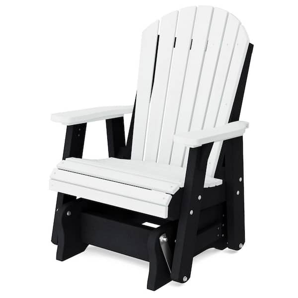 Wildridge Heritage 1-Person White and Black Plastic Outdoor Glider LCC ...